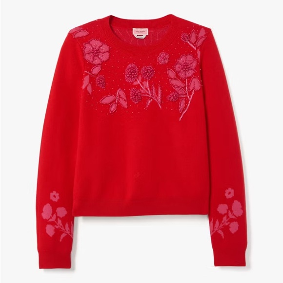 kate spade | Sweaters | Nwt Kate Spade Embellished Floral Sweater ...
